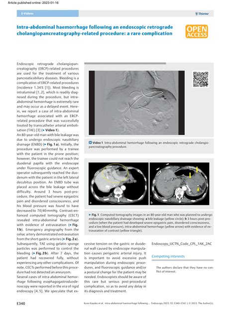 Pdf Intra Abdominal Haemorrhage Following An Endoscopic Retrograde