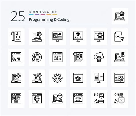 Premium Vector Programming And Coding 25 Line Icon Pack Including Development Coding Develop