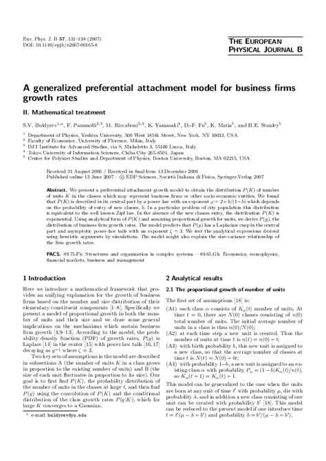 Pdf A Generalized Preferential Attachment Model For Complex Systems