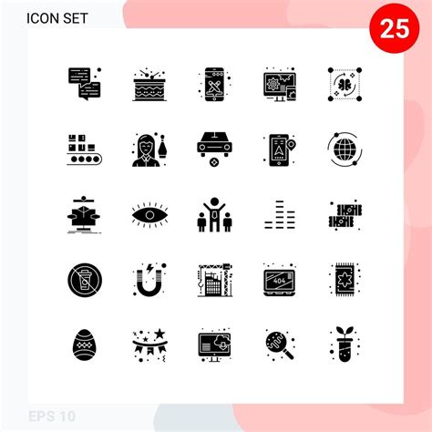 Stock Vector Icon Pack Of 25 Line Signs And Symbols For File Mind Design Responsive Adaptive
