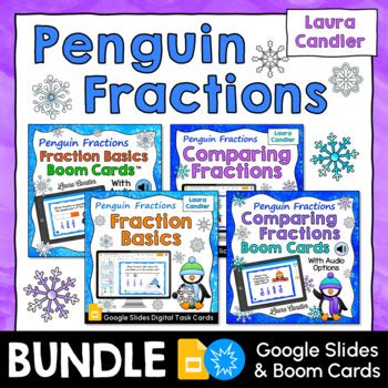 Penguin Fractions Boom Cards And Google Slides Bundle Digital Task Cards
