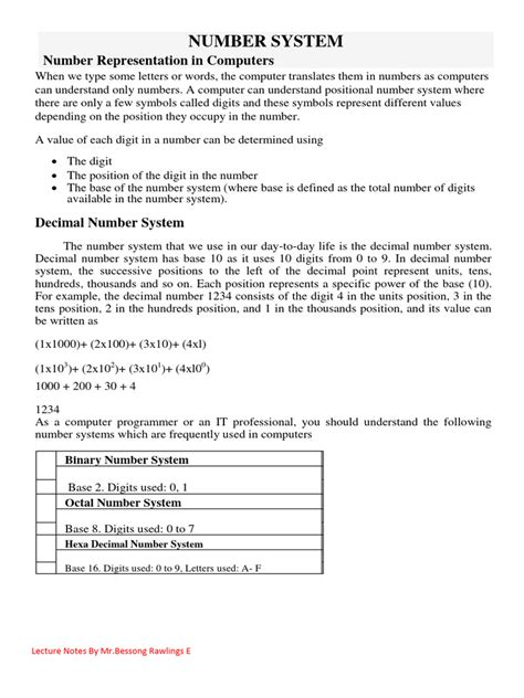 Number System Pdf Mathematical Notation Naming Conventions