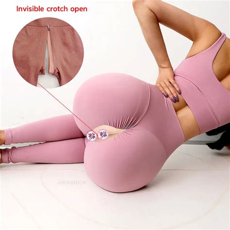 Peach Hip Sexy Erotic Invisible Open Seat Pants Outdoor Convenient Sex Soft Leggings For Women