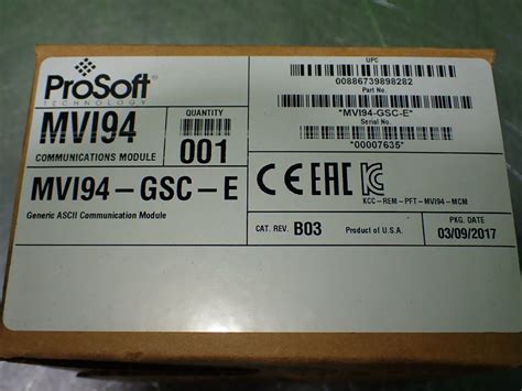 Used Prosoft Prosoft Mvi94 Gsc E Flex I O Ascii Network Interface