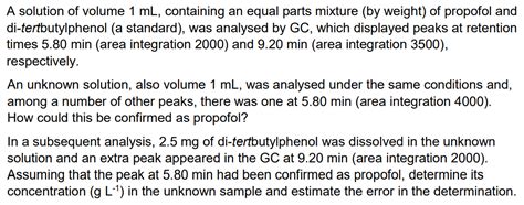 Solved A Solution Of Volume ML Containing An Equal Parts Chegg Com