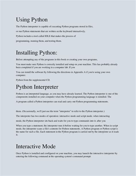 Using Python Summarized Using Python The Python Interpreter Is