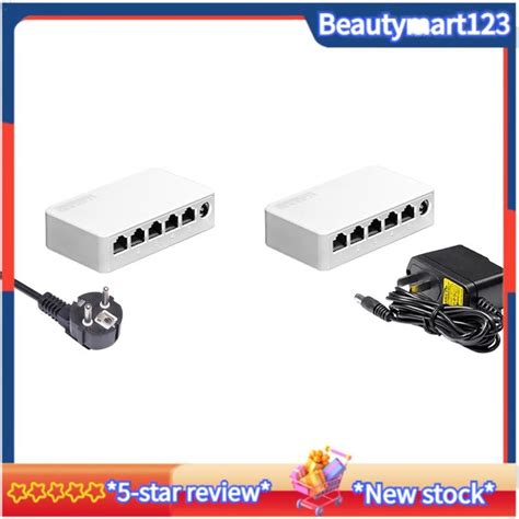 Bm5 พอร์ต 100mbps Ethernet Switch Mini Switch แบบพกพา Rj45 Hub Ethernet Splitter พร้อมสายไฟ