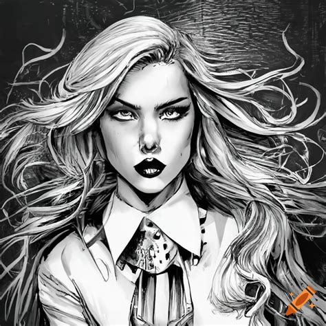 Comic Book Art Of A Blond Woman In A White Shirt On Craiyon