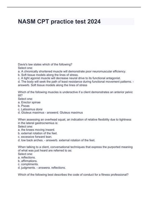 Nasm Cpt Practice Test 2024 Questions With Answers 100 Correct Nasm Cpt Stuvia Us