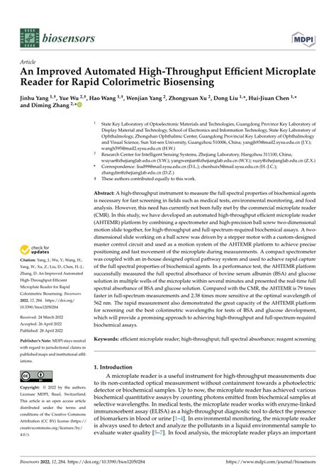 Pdf An Improved Automated High Throughput Efficient Microplate Reader For Rapid Colorimetric