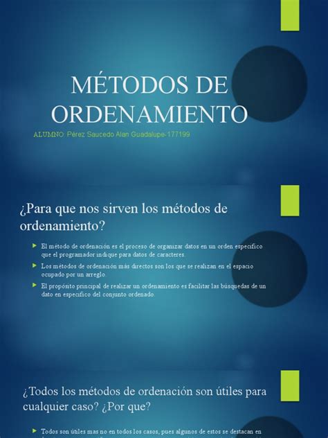 Par1 Act10 Métodos Ordenamiento 177199 Descargar Gratis Pdf Informática Algoritmos