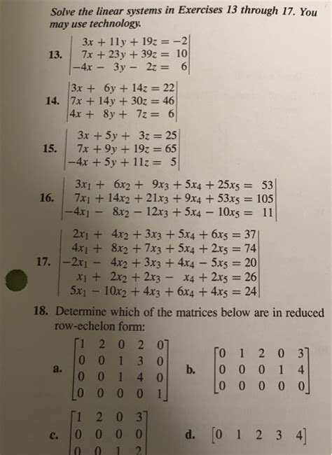 Solved Solve The Linear Systems In Exercises Through Chegg