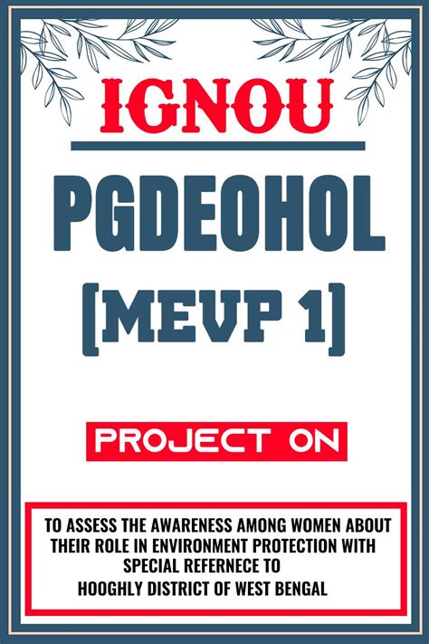 Ignou Pgdeohol Project Synopsis Dissertation Mevp 1