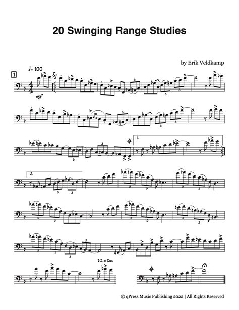 20 Swinging Range Studies For Trombone By Veldkamp Erik Qpress