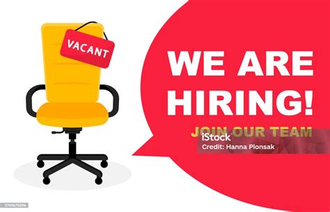 모집 광고 배너 우리는 우리 팀 포스터에 합류를 고용하고 있습니다 공고 채용 공고 채용 광고 템플릿입니다 간판이 비어 있는 사무실 의자 비즈니스 모집 개념입니다 디자인에
