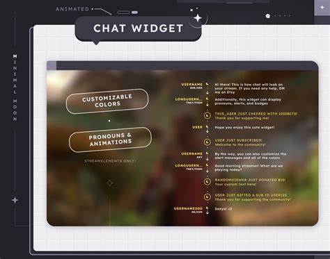animated minimal moon chat widget customizable colors twitch overlays aesthetic gamer