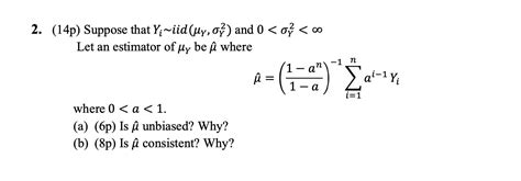 Solved p Suppose that Yiiid μY σY and