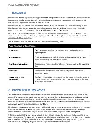 Fixed Assets Audit Program GRCReady