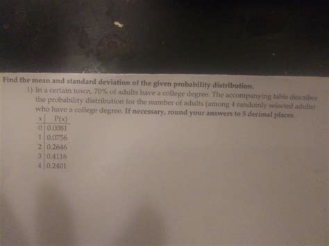 Solved Find The Mean And Standard Deviation Of The Given Chegg Com