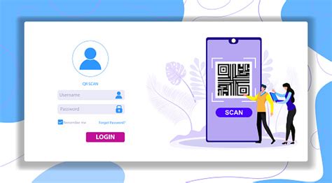 Qr 코드 스캐닝 벡터 일러스트 레이 션 개념 사람들은 스마트 폰을 사용하고 지불 및 모든 것을 위해 Qr 코드를 스캔하고 방문 페이지 템플릿 Ui 웹 모바일 앱 포스터