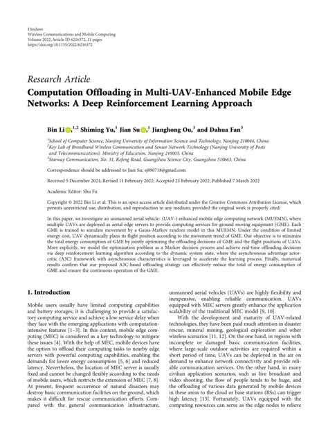 Pdf Computation Offloading In Multi Uav Enhanced Mobile Edge Networks