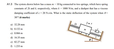 Solved A1 3 The System Shown Below Has A Mass M 10 Kg