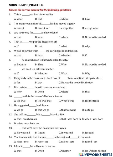 Free Noun Clause Worksheet Download Free Noun Clause Worksheet Png Images Free Worksheets On