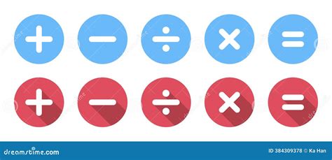 Addition Subtraction Multiplication Division And Equality Of Mathematics Symbols Icon Vector