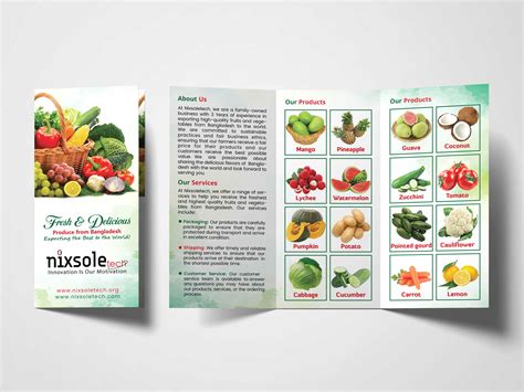 Grocery Shop Vegetable And Fruits Trifold Brochure Behance