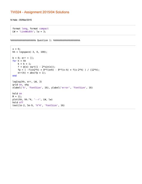 Computer Assignment Solution Tw324 ­ Assignment 201504 Solutions N Hale ­ 05mar2015 Format