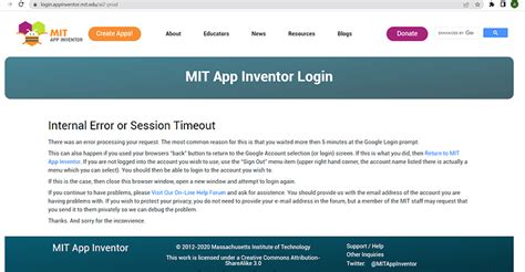 Internal Error Or Session Timeout Helppp Mit App Inventor Help Mit