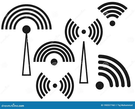 WiFi Wireless Tower Network Ethernet Internet Wireless Icon Symbol Stock Vector Illustration