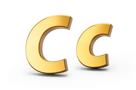 흰색 고립 된 배경 자본 및 작은 글자에 금 금속으로 된 3d 문자 C 3d 그림 3차원 형태에 대한 스톡 사진 및 기타 이미지 3차원 형태 알파벳 흰색 배경