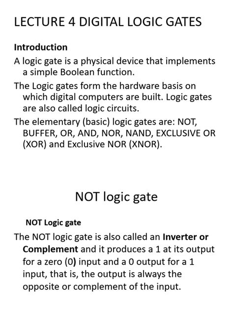 Unit 4 Digital Logic Gates Download Free Pdf Logic Gate Teaching