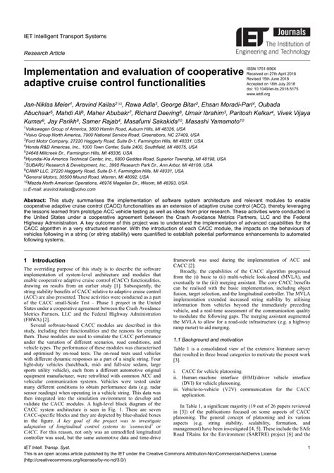 Pdf Implementation And Evaluation Of Cooperative Adaptive Cruise Control Functionalities