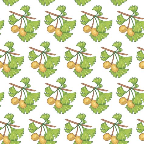 Premium Vector Seamless Pattern With Ginkgo Biloba