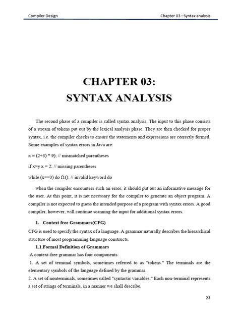Compiler Design Syntax Analysis Pdf Parsing Grammar