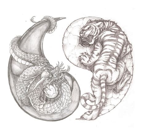 Yin Yang Dragon Tiger Drawing
