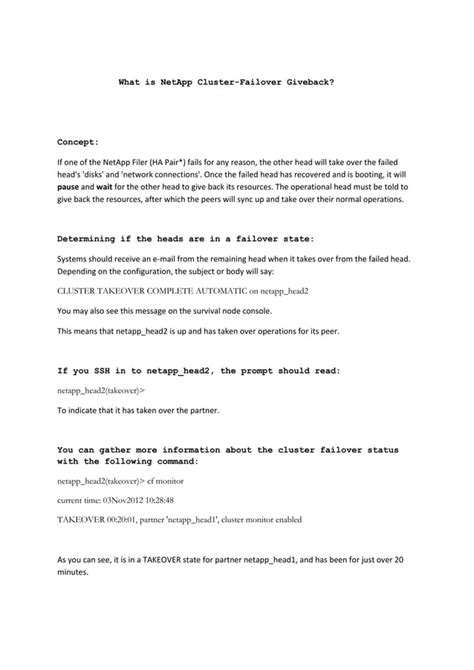 Netapp Cluster Failover Giveback Pdf