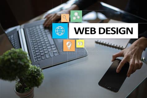 Web Design And Development Concept On The Virtual Screen Stock Image