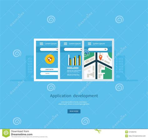 Modern Flat Design Application Development Concept Stock Vector