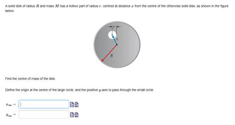 Solved A Solid Disk Of Radius R And Mass M Has A Hollow Part Chegg Com