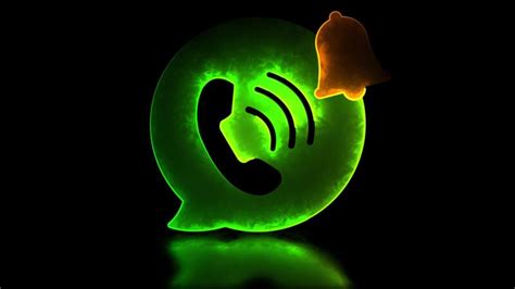 Neon Light Effect Loop Notification Bell Phone Icon Black Background