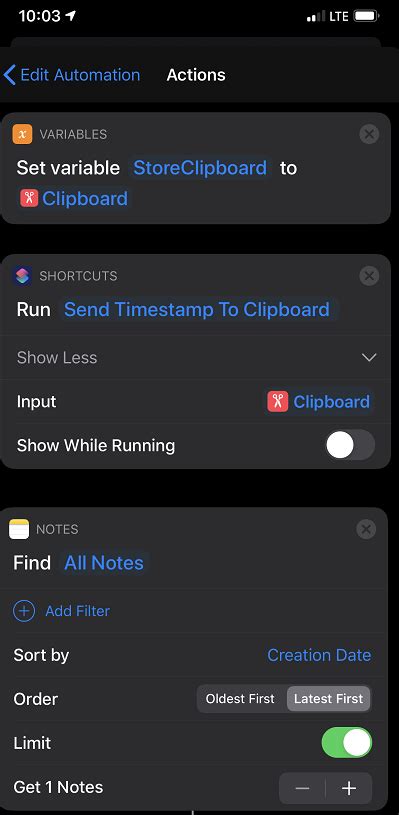 Iphone Ios17 Shortcut Automation To Insert Date Time Stamp Into Notes