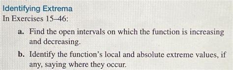 Solved Identifying Extrema In Exercises A Find The Chegg Com