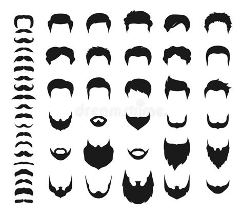 Mens Haircuts Beards And Mustaches Set Hairdressing Constructor Different Shaped Beards