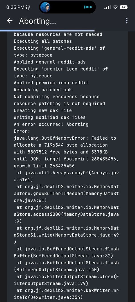 The Manager Aborts While Repacking Apk Reddit Rrevancedapp