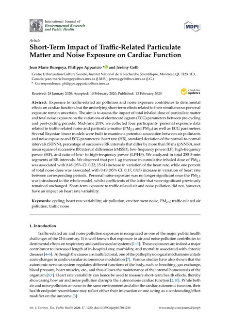 Pdf Short Term Impact Of Traffic Related Particulate Matter And Noise