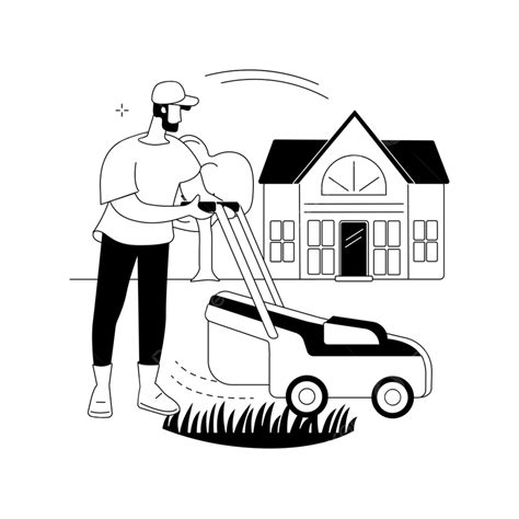 Lawn Mowing Service Abstract Concept Vector Illustration Landscaping Monochromatic Care Png