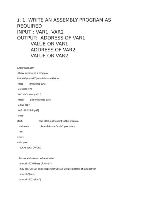 assembly 2 võ văn phúc Ân se172634 1 1 write an assembly program as required input